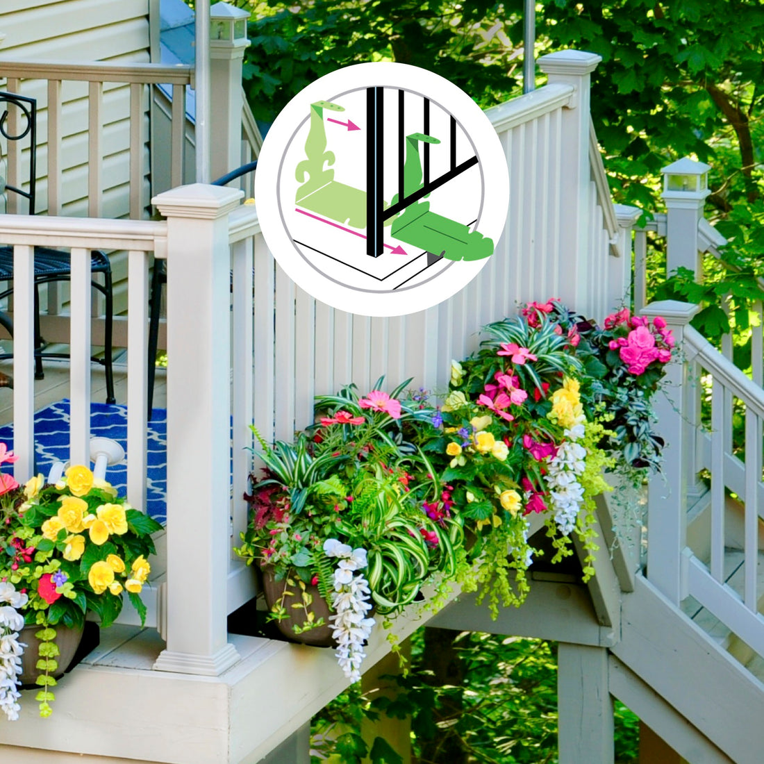 Floating Vertical Gardens with Tool-Free Railing Planters – Plant Traps